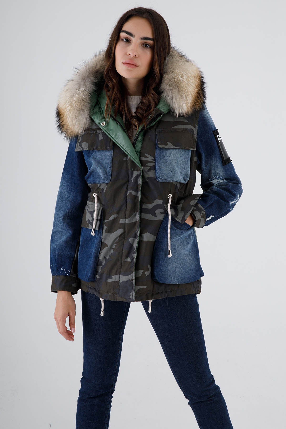 Flo & Clo Kürklü Kamuflaj Desenli Parka G0306022