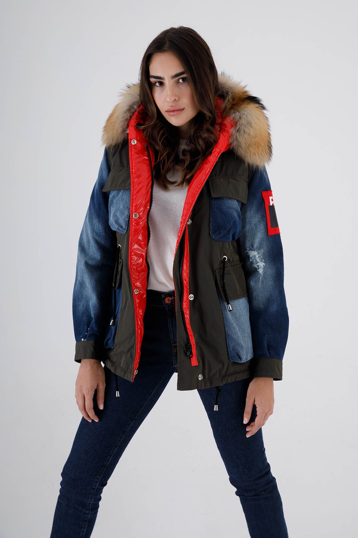 Flo & Clo Kürklü Denim Detaylı Parka G030600S