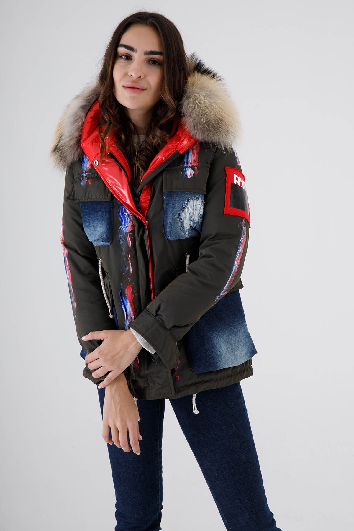Flo & Clo Kürklü Denim Detaylı Parka G03055BJ