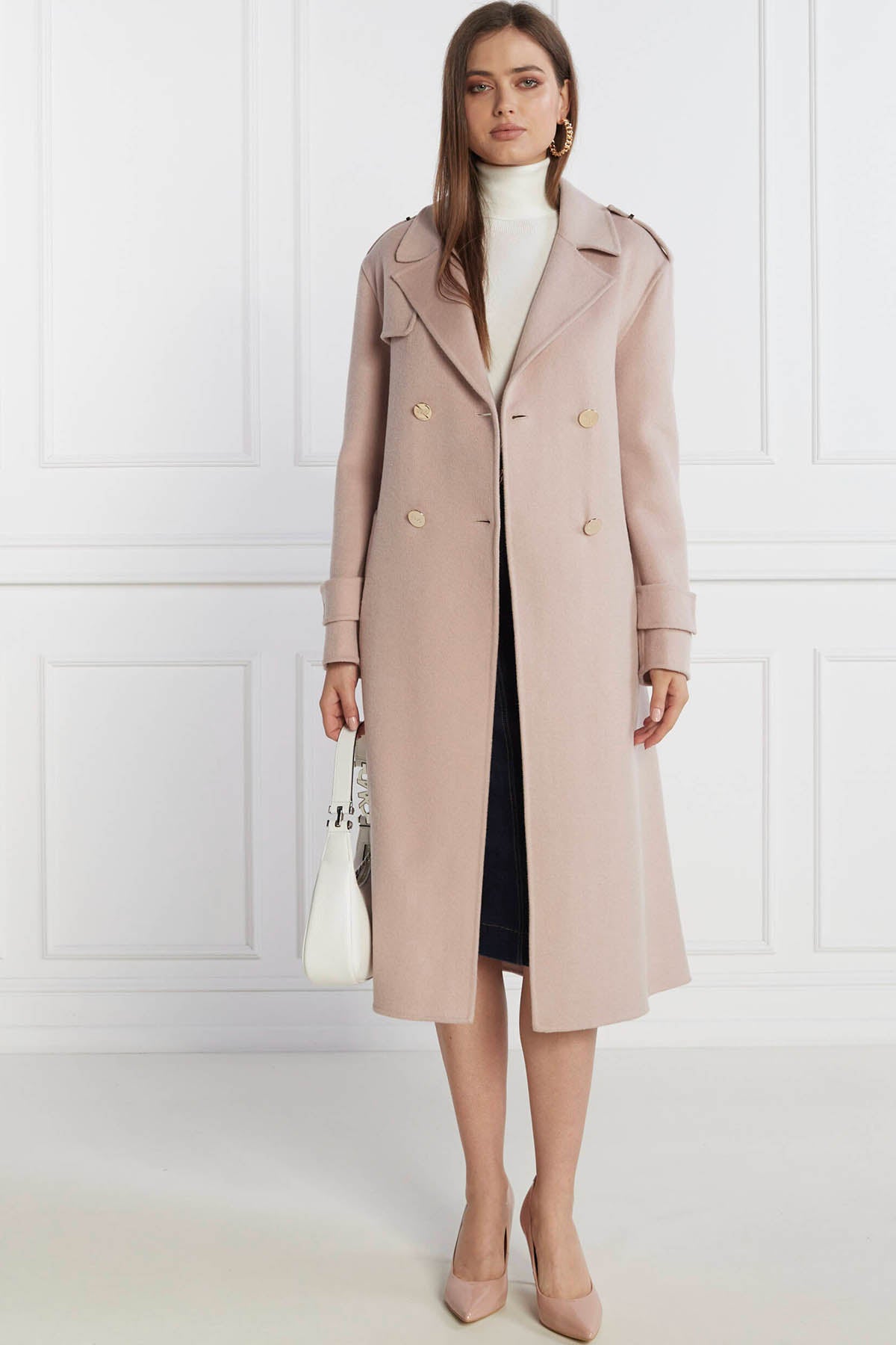 Liu Jo Kruvaze Kuşaklı Yün Manto CF3002 T3540 51315