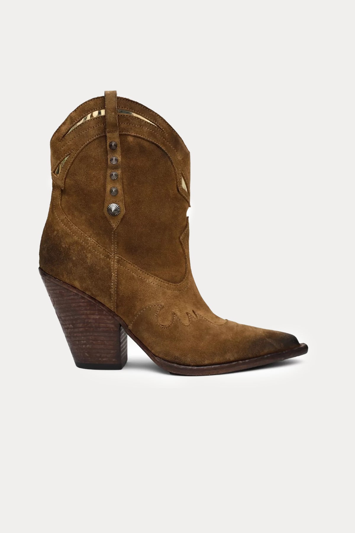 Elena Iachi Sivri Küt Burunlu Süet Western Bot E3599