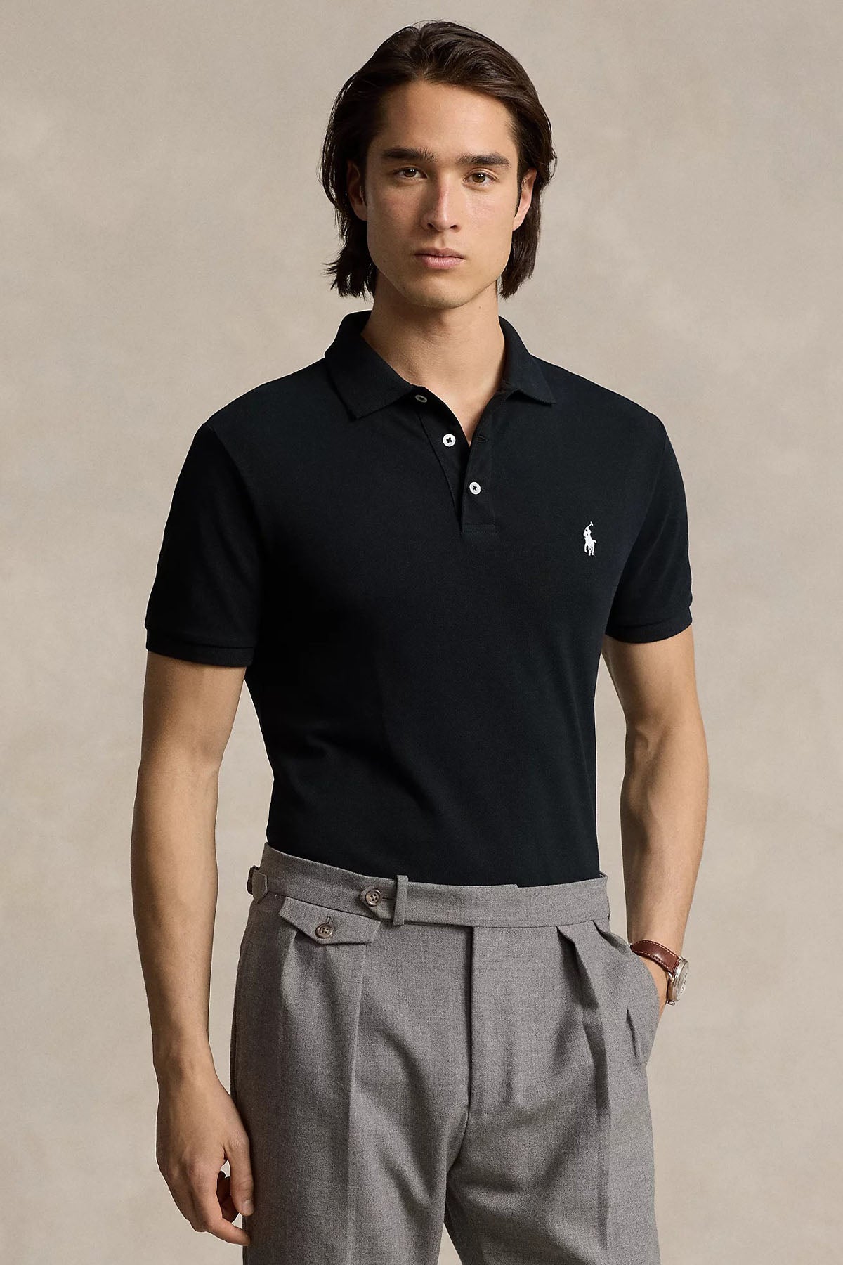 Polo Ralph Lauren Custom Slim Fit Stretch Mesh Polo Yaka T-shirt